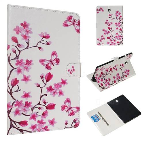 Rose Butterfly Flower Smooth Leather Tablet Wallet Case for Samsung ...