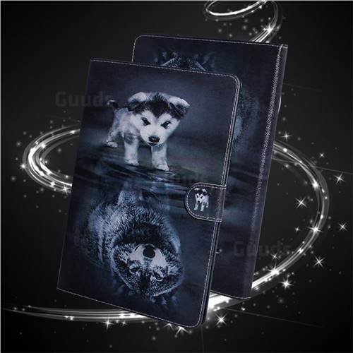 Wolf and Dog Painting Tablet Leather Wallet Flip Cover for Samsung ...