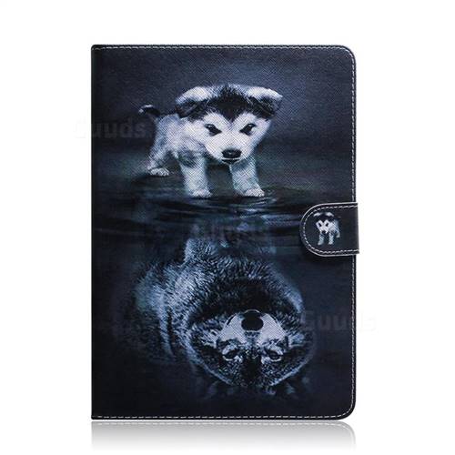 Wolf and Dog Painting Tablet Leather Wallet Flip Cover for Samsung ...