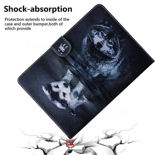 Wolf and Dog Painting Tablet Leather Wallet Flip Cover for Samsung ...