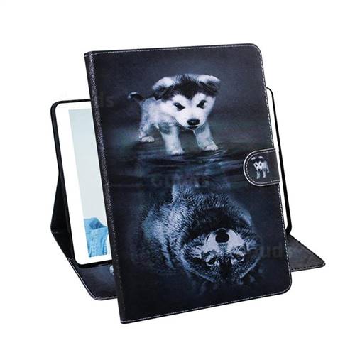 Wolf and Dog Painting Tablet Leather Wallet Flip Cover for Samsung ...