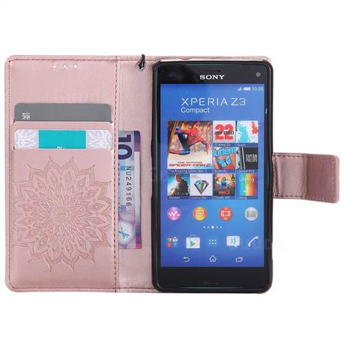Embossing Sunflower Leather Wallet Case for Sony Xperia Z3 Compact Mini ...