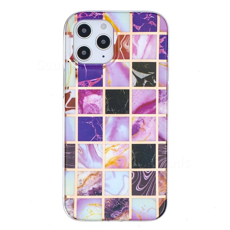 Square Puzzle Painted Marble Electroplating Protective Case for iPhone ...
