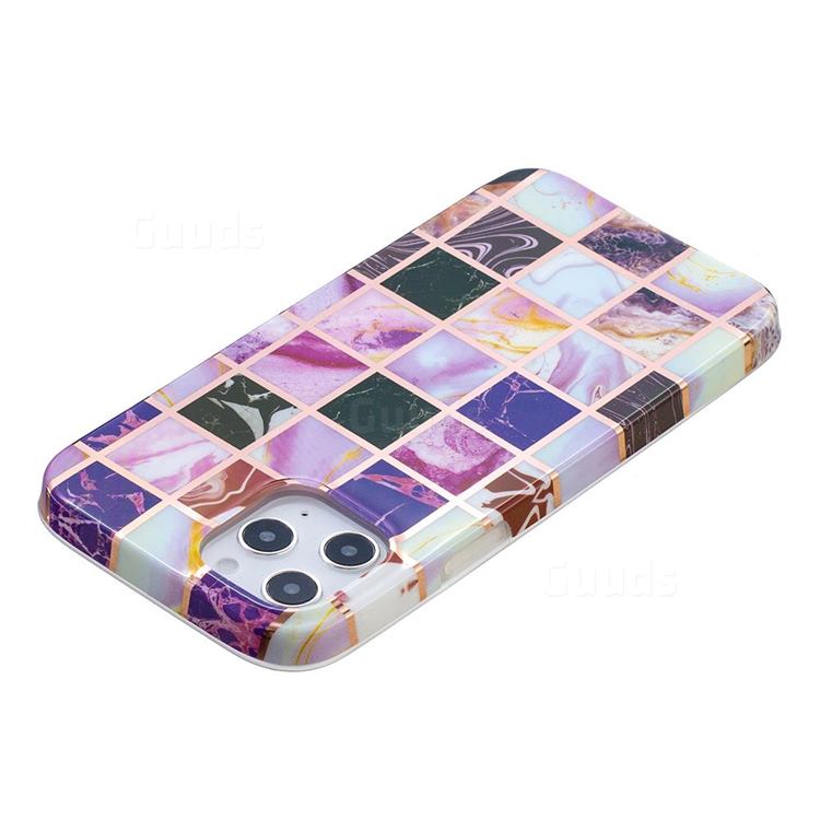 Square Puzzle Painted Marble Electroplating Protective Case for iPhone ...