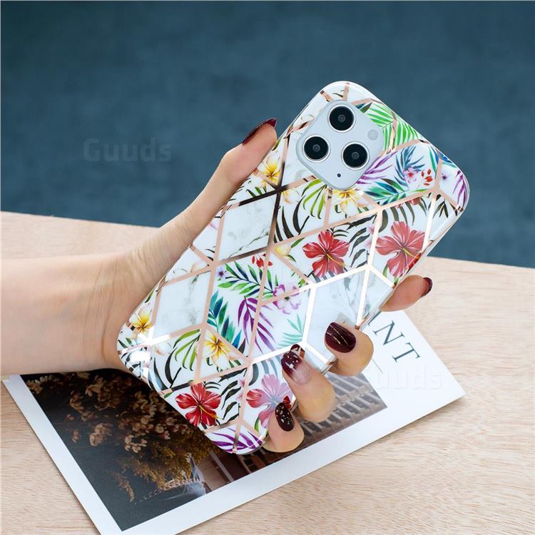 Tropical Rainforest Flower Painted Marble Electroplating Protective ...