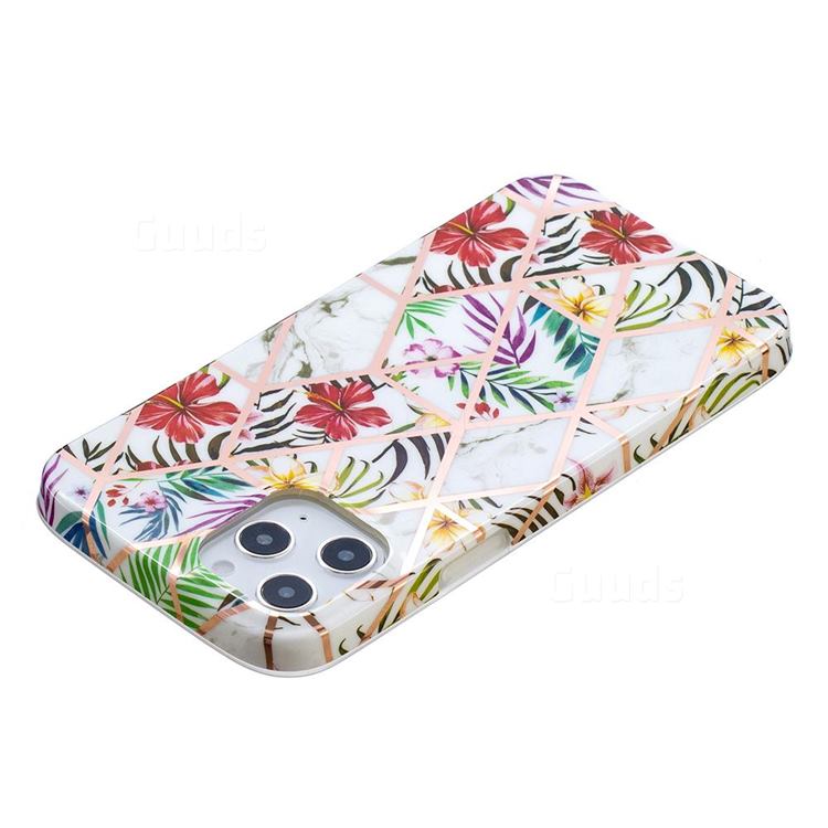 Tropical Rainforest Flower Painted Marble Electroplating Protective ...