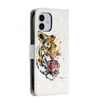 Toothed Tiger 3D Painted Leather Phone Wallet Case for iPhone 12 / 12 ...