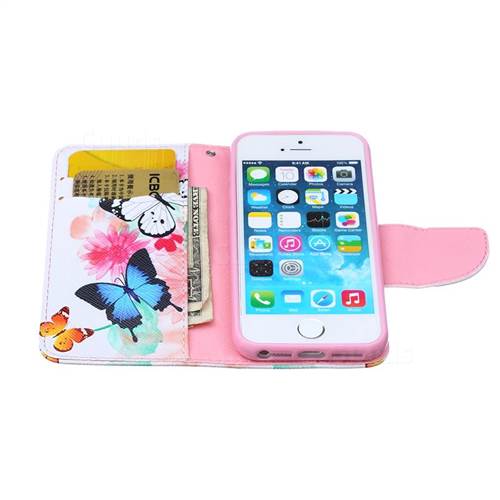 Vivid Flying Butterflies Leather Wallet Case for iPhone 5s / iPhone 5 ...