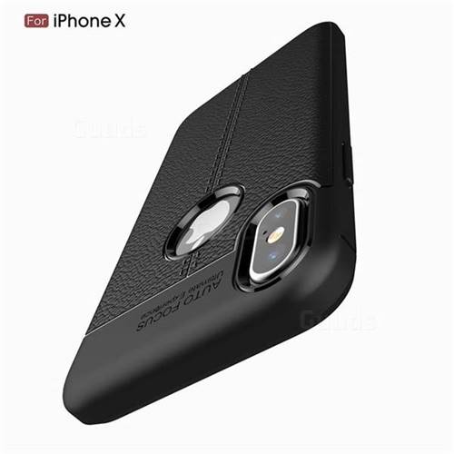 Luxury Auto Focus Litchi Texture Silicone TPU Back Cover for iPhone XS ...