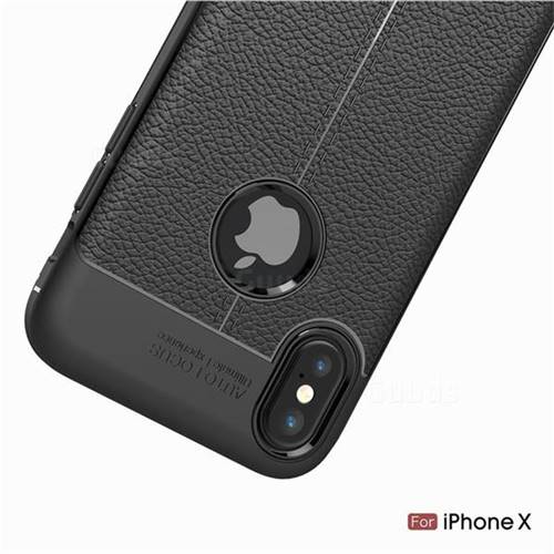 Luxury Auto Focus Litchi Texture Silicone TPU Back Cover for iPhone XS ...