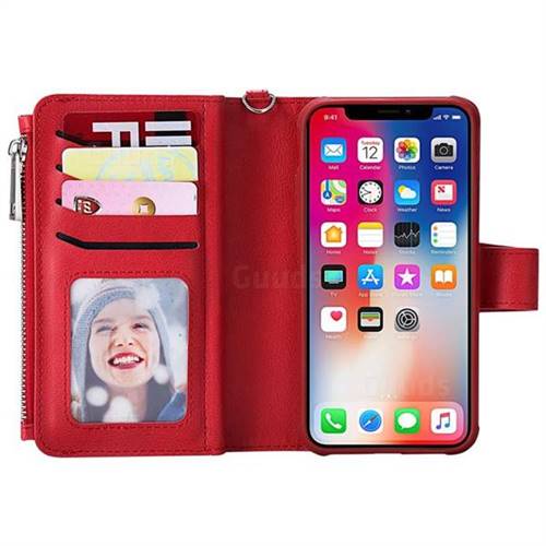 Retro Luxury Multifunction Zipper Leather Phone Wallet for iPhone XS ...