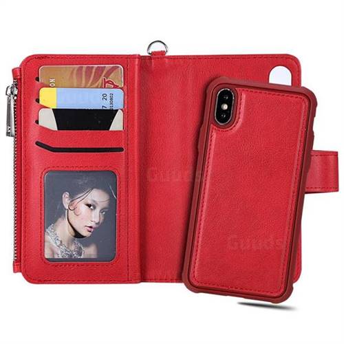 Retro Luxury Multifunction Zipper Leather Phone Wallet for iPhone XS ...