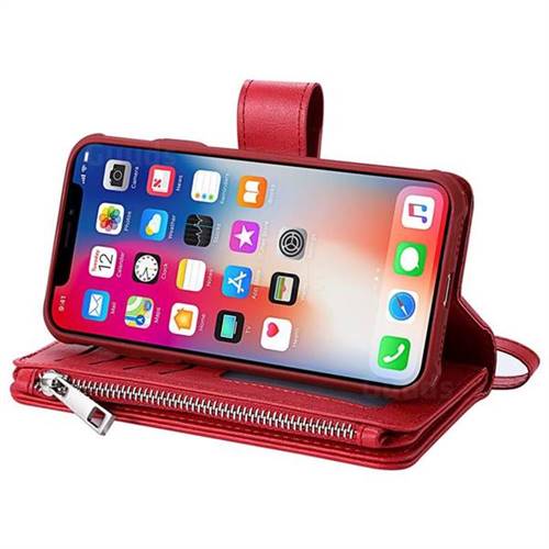 Retro Luxury Multifunction Zipper Leather Phone Wallet for iPhone XS ...