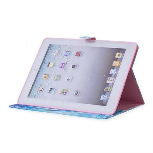 Blue Sea Butterflies 3D Painted Leather Tablet Wallet Case for iPad 4 ...
