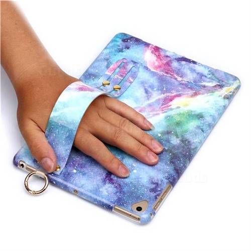 Blue Starry Sky Marble Clear Bumper Glossy Rubber Silicone Wrist Band ...