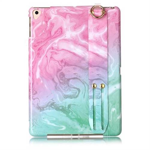 Pink Green Marble Clear Bumper Glossy Rubber Silicone Wrist Band Tablet ...