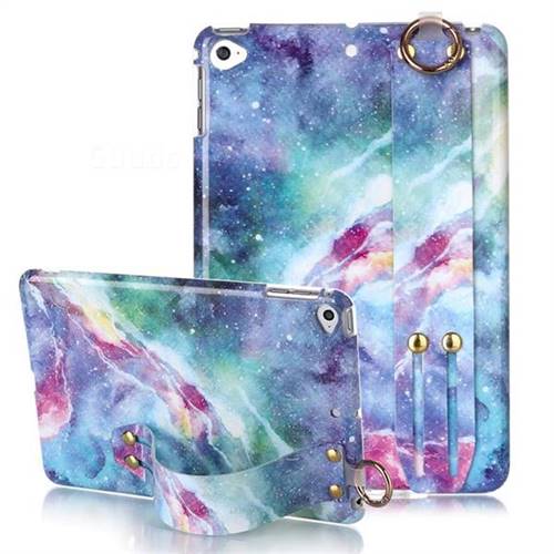 Blue Starry Sky Marble Clear Bumper Glossy Rubber Silicone Wrist Band ...