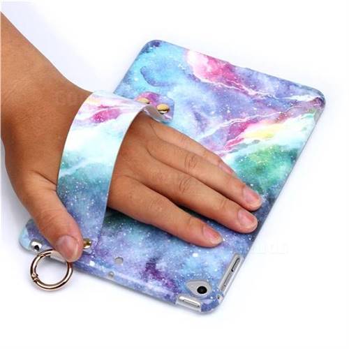 Blue Starry Sky Marble Clear Bumper Glossy Rubber Silicone Wrist Band ...