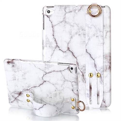 White Smooth Marble Clear Bumper Glossy Rubber Silicone Wrist Band ...