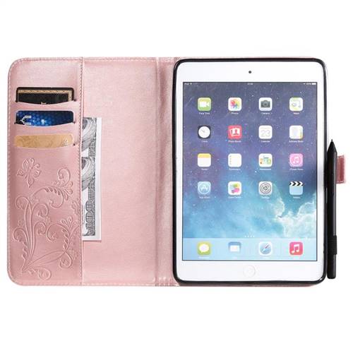 Embossing 3D Butterfly Leather Wallet Case for iPad Mini 5 Mini5 - Rose ...