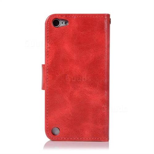 Luxury Retro Leather Wallet Case for iPod Touch 5 6 - Red - Leather ...